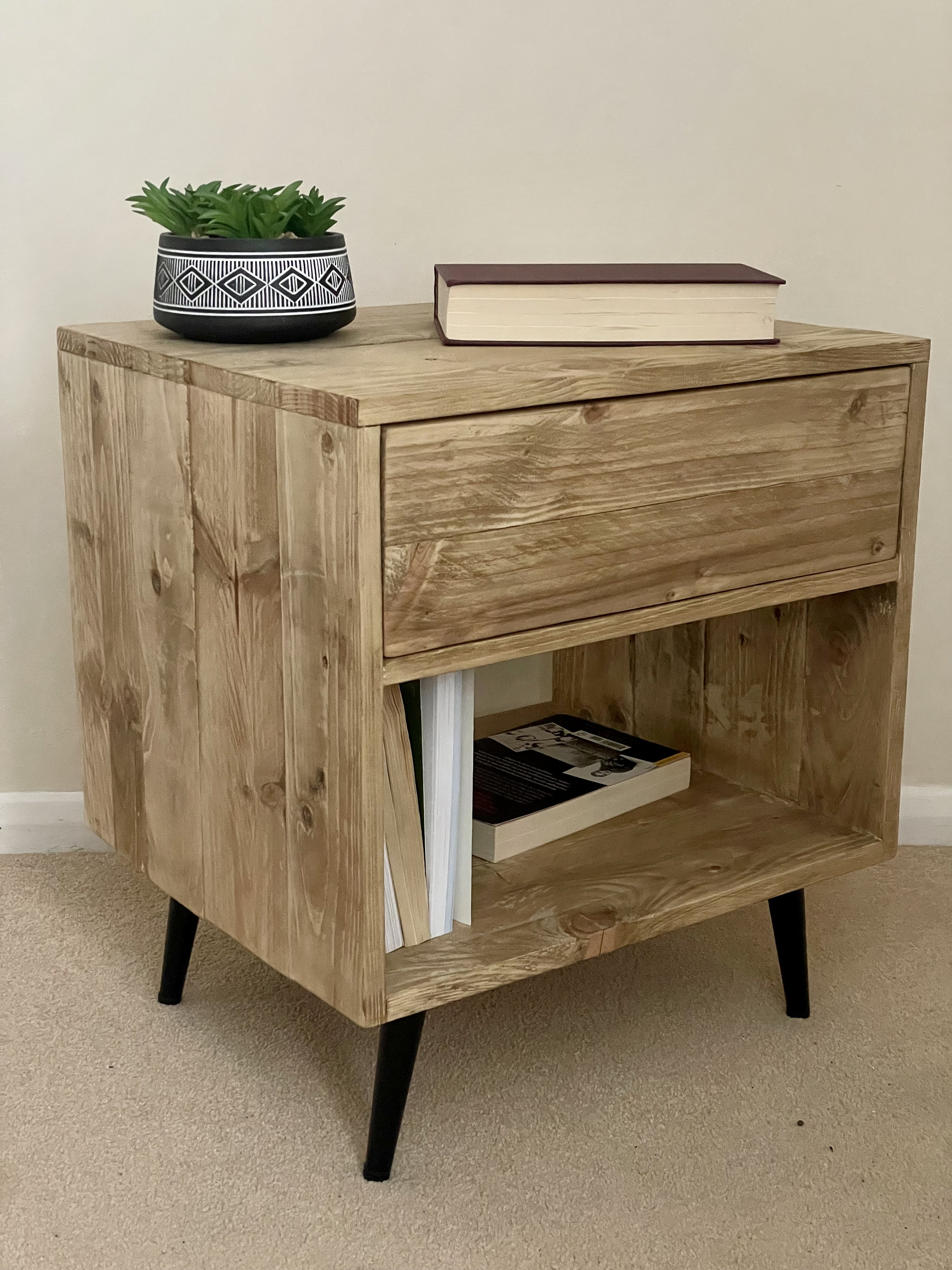 Bedside Table / Nightstand With 'push to Open' Drawer, Made From ...