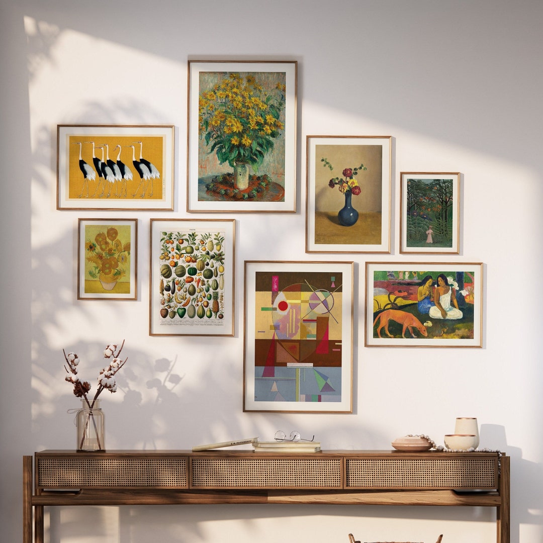 Green Yellow Maximalist Print Set Colorful Eclectic Gallery Wall Set ...