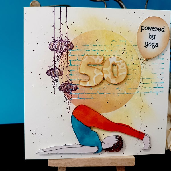 Yoga 50th Birthday Card - Etsy