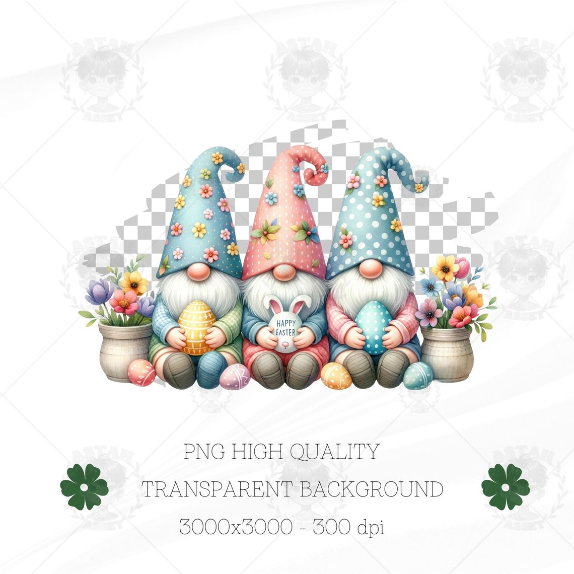 Gnomes Easter Png ,watercolor Clipart ,sublimation Design, Hand Drawn ...