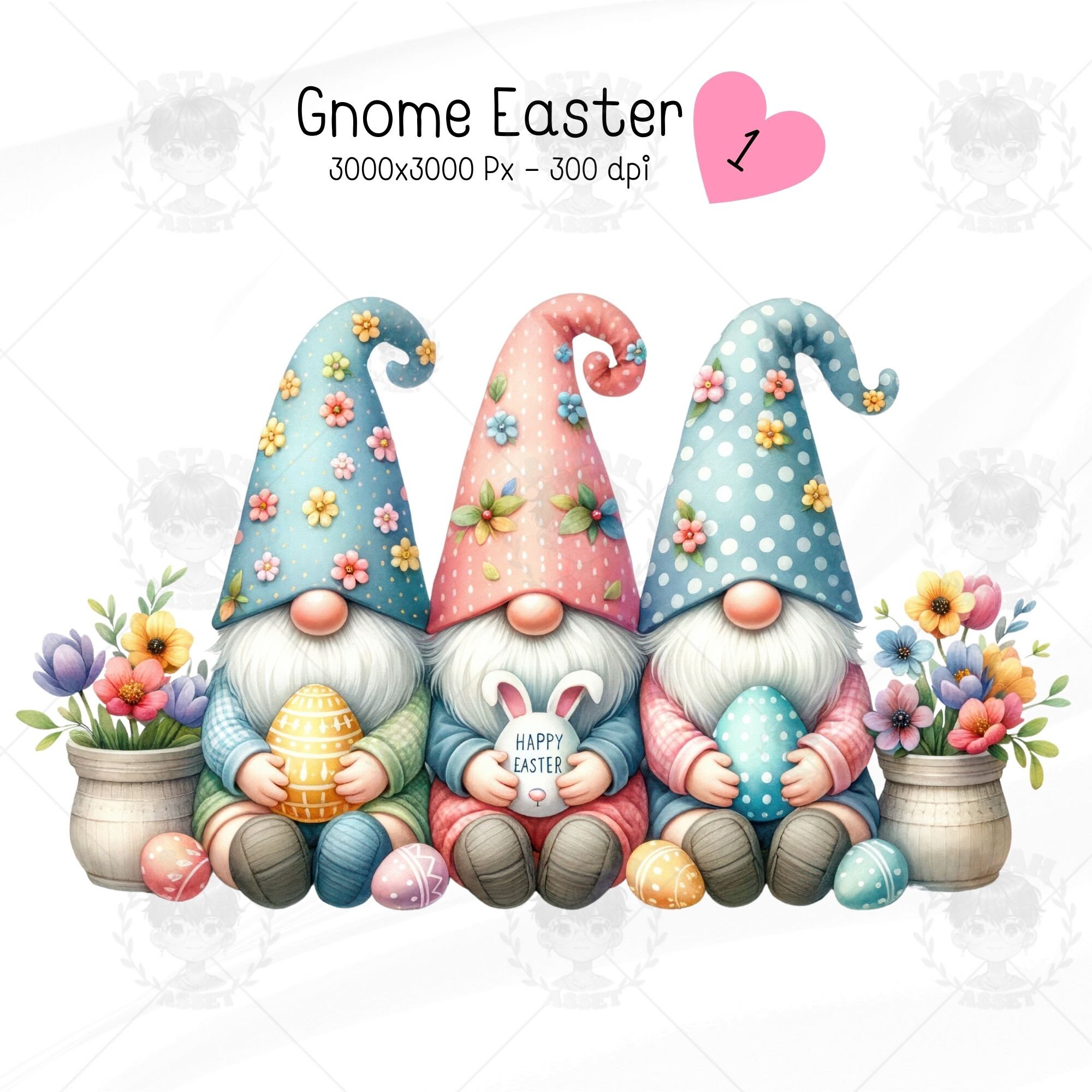 Gnomes Easter Png ,watercolor Clipart ,sublimation Design, Hand Drawn ...