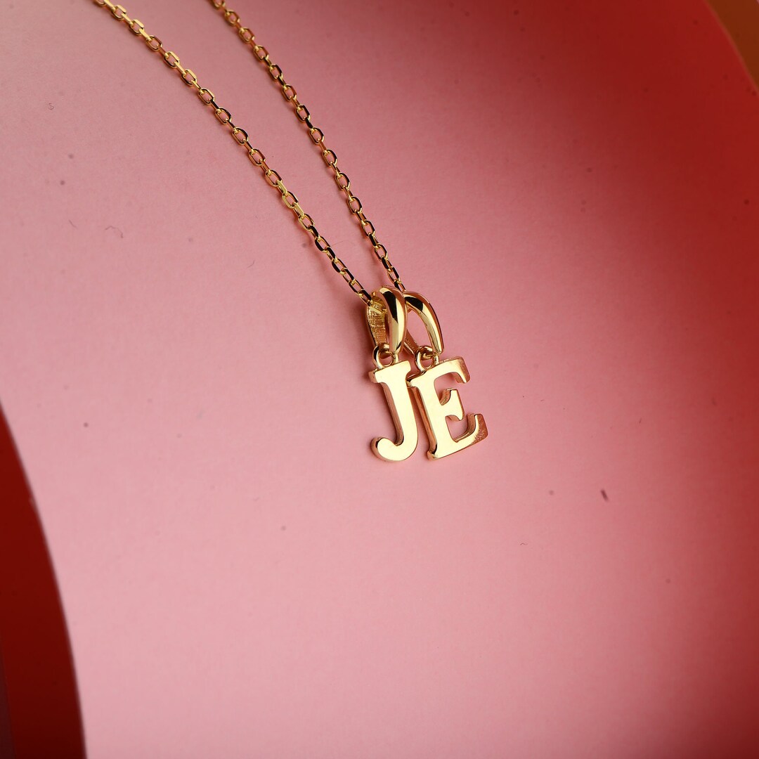A Personalized Letter Necklace in 14k Gold - Discount Real Gold - Two ...
