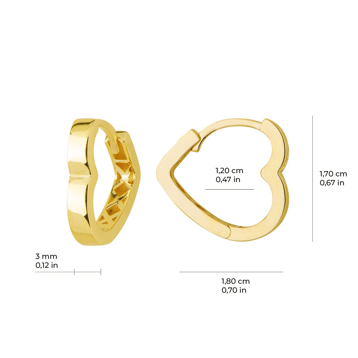 14K Gold Heart Hoop Earrings: Symbol of Love - Trendy Earring - Real ...