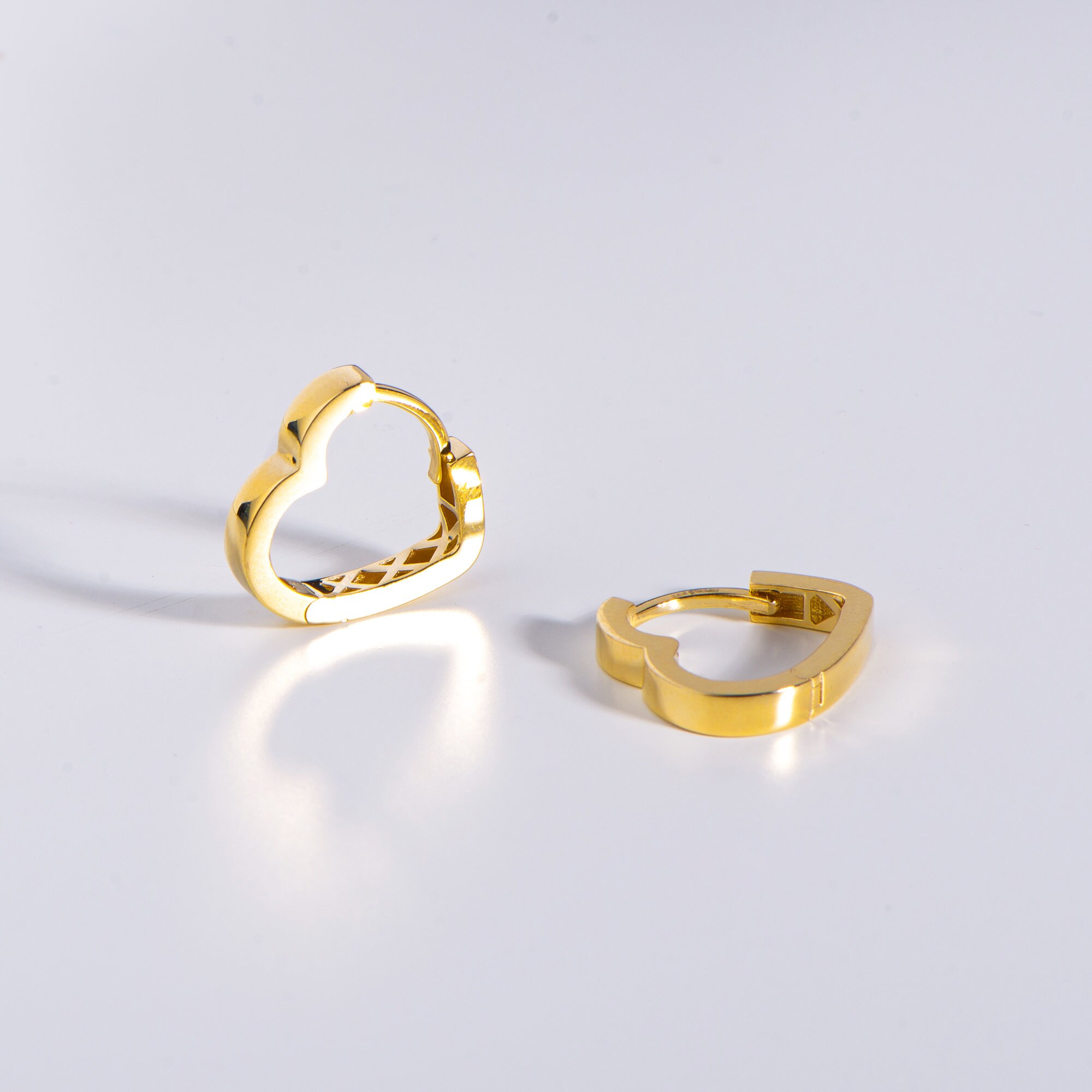 14K Gold Heart Hoop Earrings: Symbol of Love - Trendy Earring - Real ...