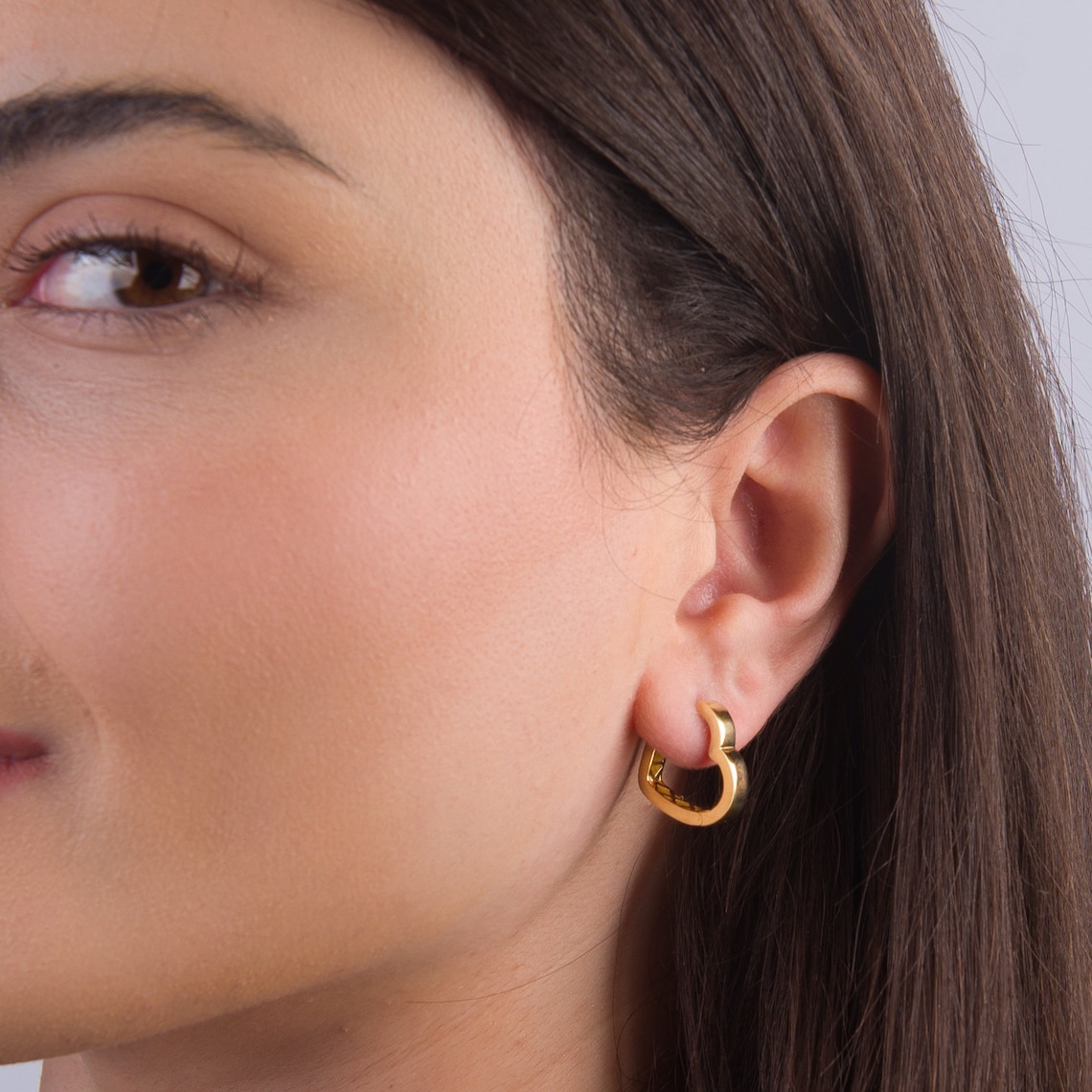 14K Gold Heart Hoop Earrings: Symbol of Love - Trendy Earring - Real ...