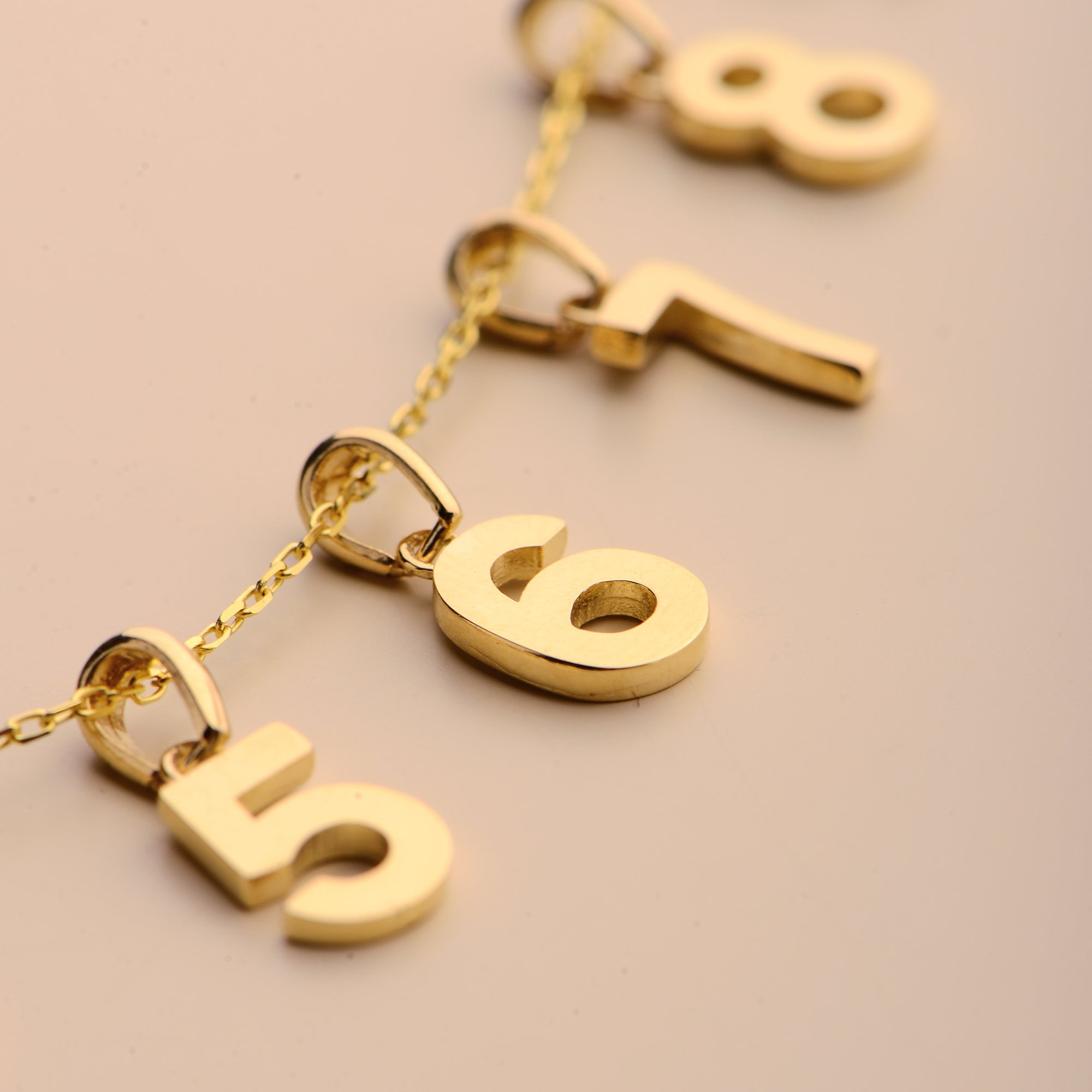 14k Gold Number Necklace Pendant, Discount Real Gold, Custom Number ...