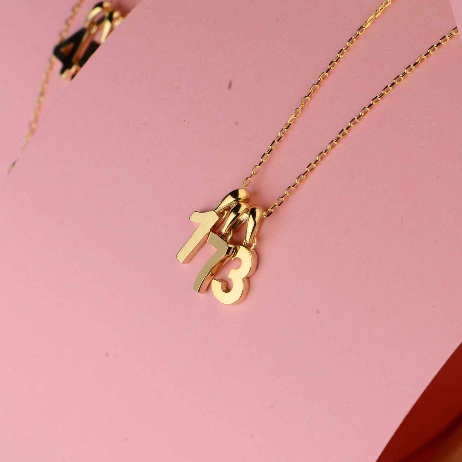 14k Gold Number Pendant Necklace, Personalized Varsity Gift - Etsy