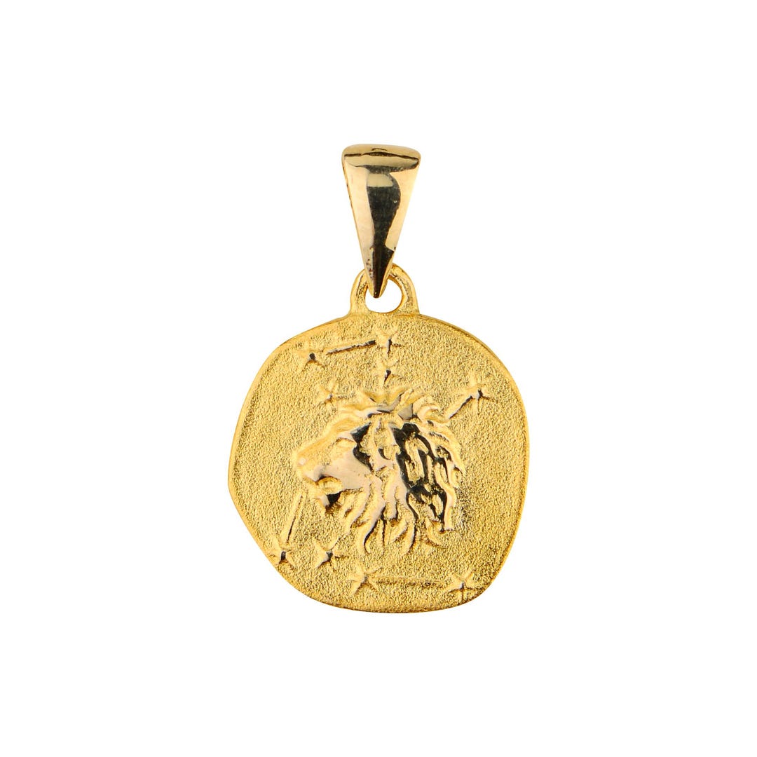 14K Gold Leo Zodiac Pendant – Unique Leo Necklace Charm - Etsy