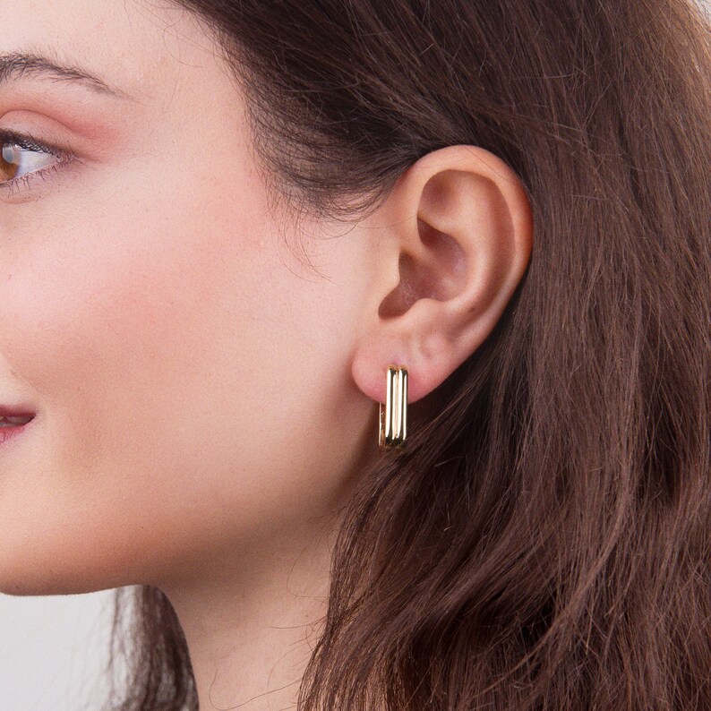 14K Gold Square Hoop Earrings - Trendy Earring - Real Gold - Discount ...