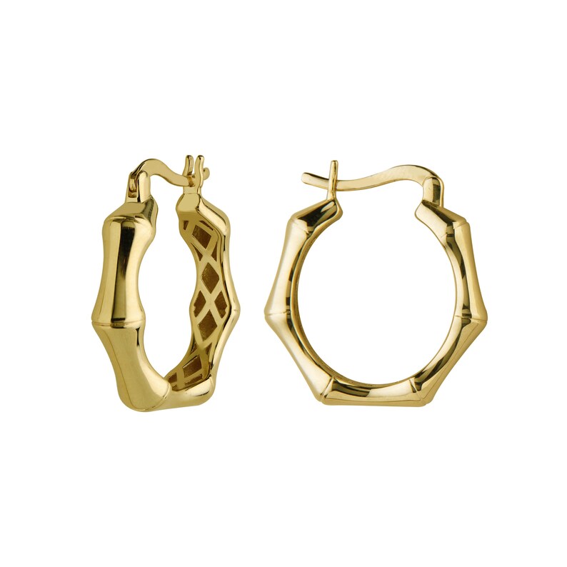 14K Gold Bone Hoop Earrings - Trendy Earring - Real Gold - Discount ...