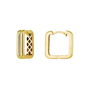 14K Gold Square Hoop Earrings - Trendy Earring - Real Gold - Discount ...