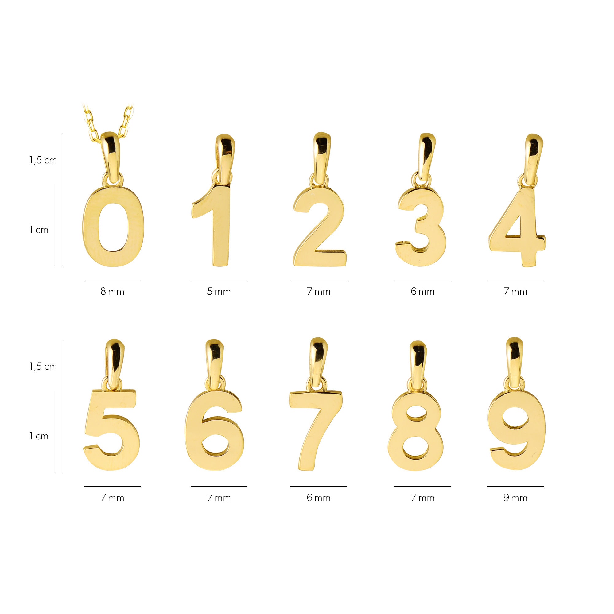 14k Gold Number Necklace Pendant, Discount Real Gold, Custom Number ...