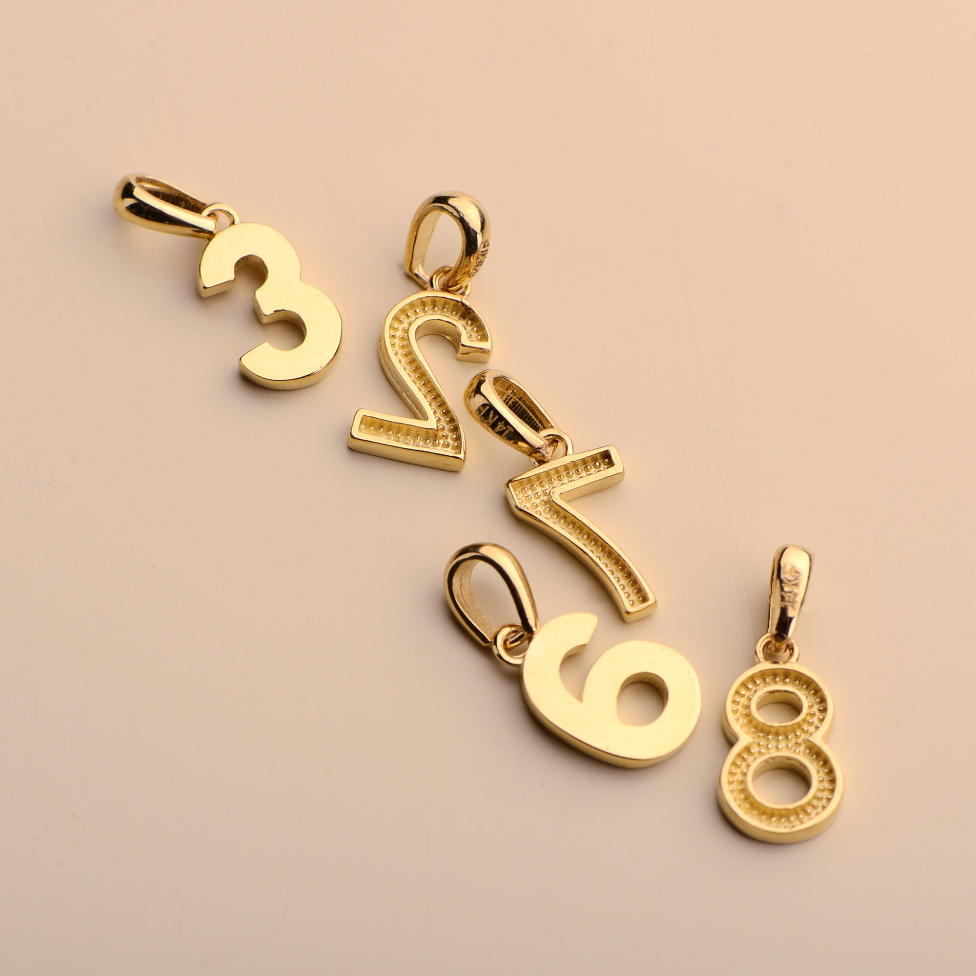 14k Gold Number Necklace Pendant, Discount Real Gold, Custom Number ...