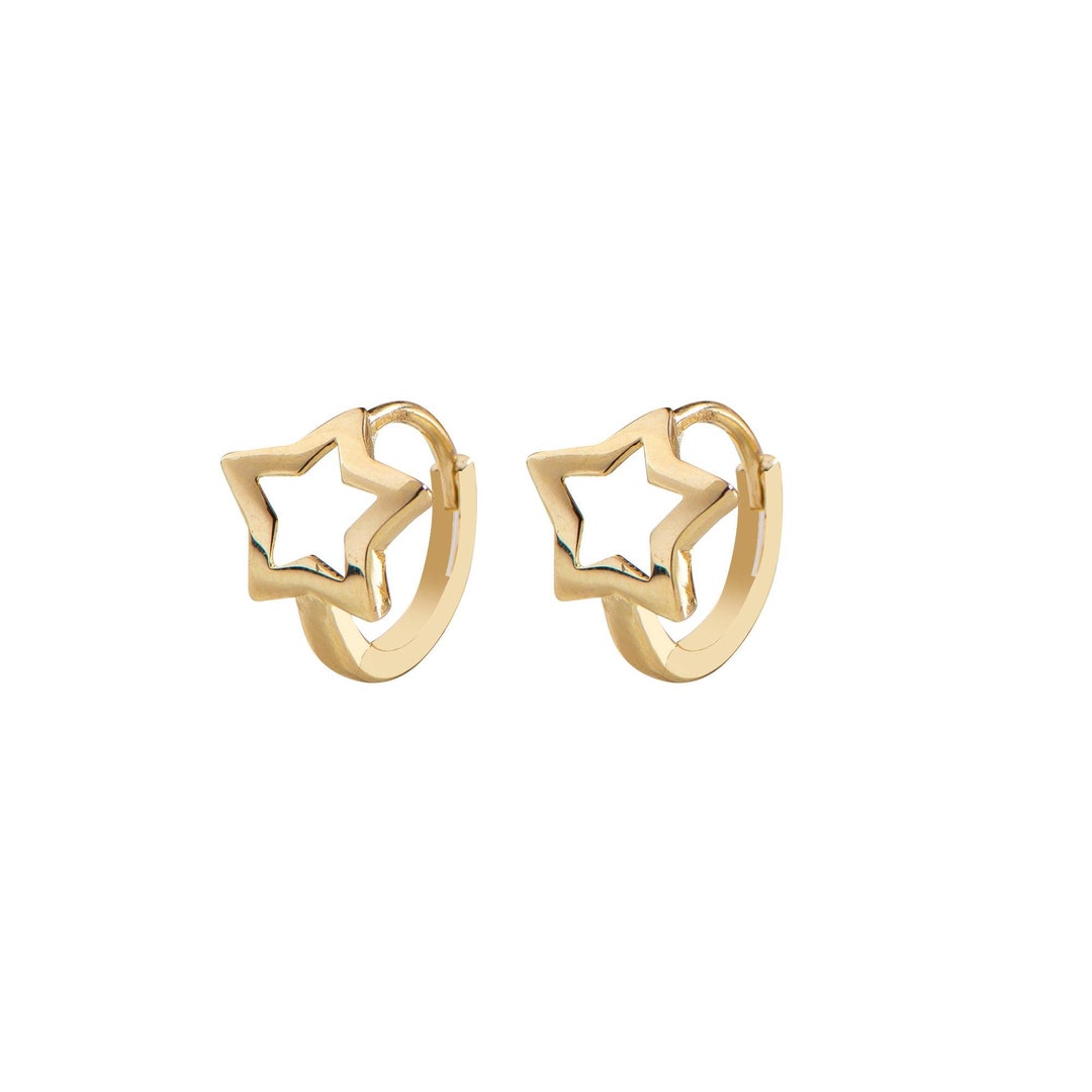 14K Gold Star Hoop Earrings – Elegant and Contemporary Jewelry for ...