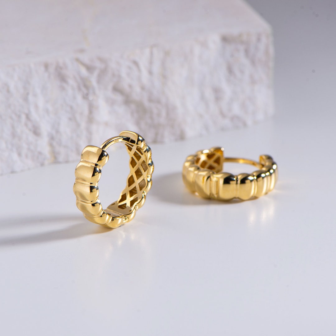 14K Gold Twisted Round Hoop Earrings - Trendy Earring - Real Gold ...