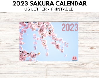 2025 Sakura Calendar, 2025 Printable Calendar, 2025 Cherry Blossoms ...
