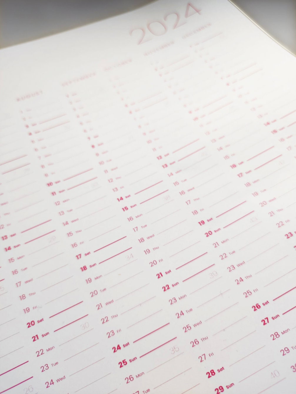 2024 Calendar Modern Minimalist Poster, Pink Wall-calendar Digital for ...