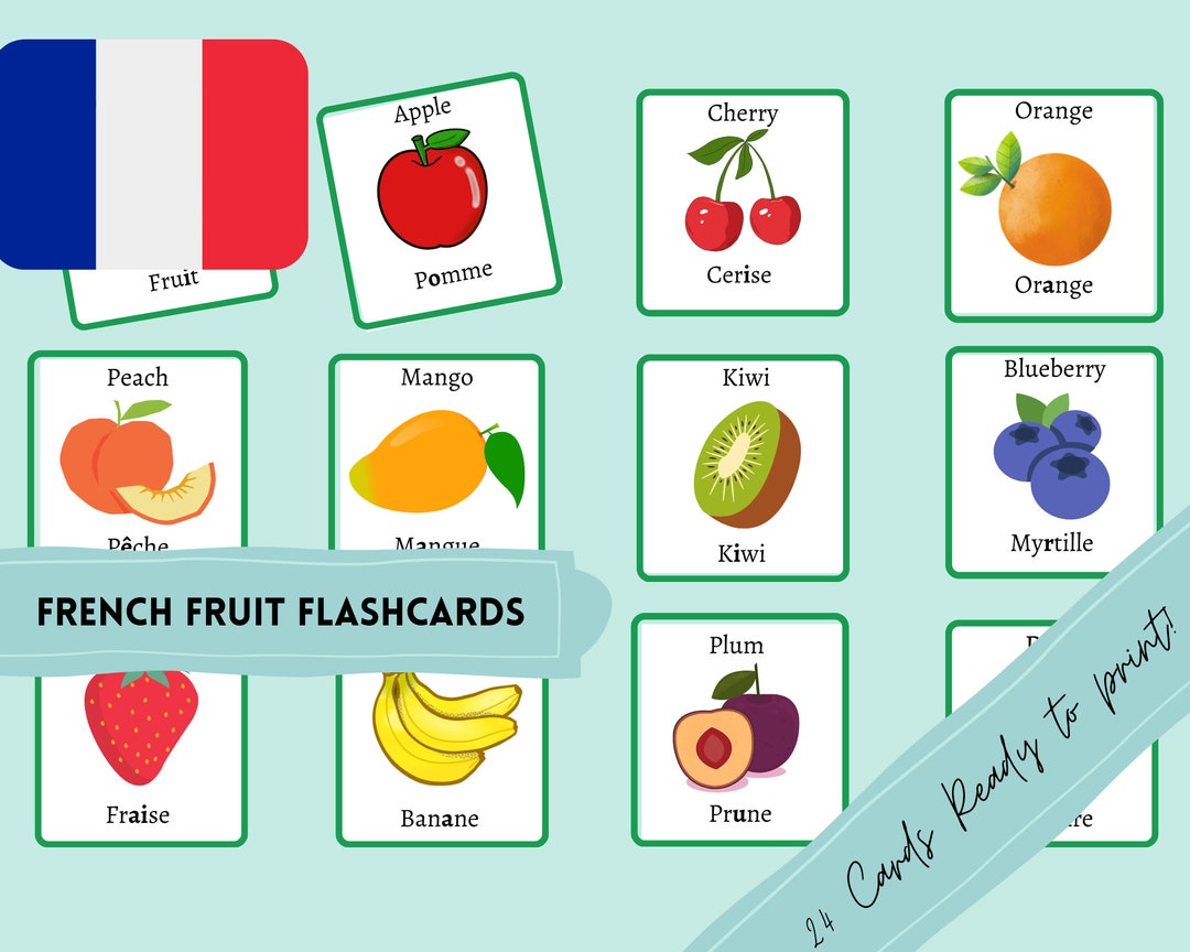 Flashcards French Fruit Flashcards - Etsy