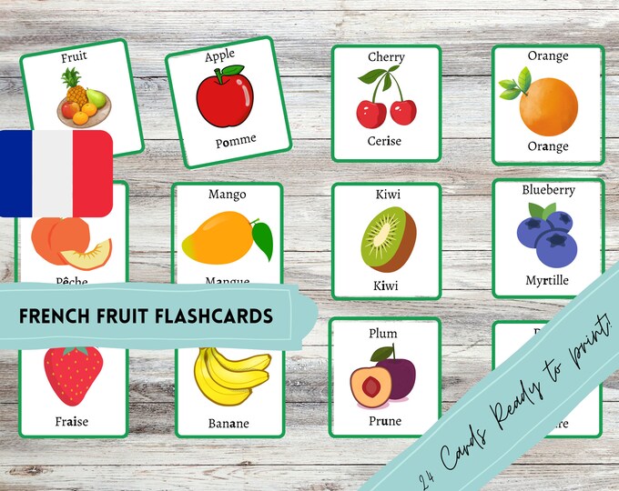 Flashcards - French Fruit Flashcards - Etsy