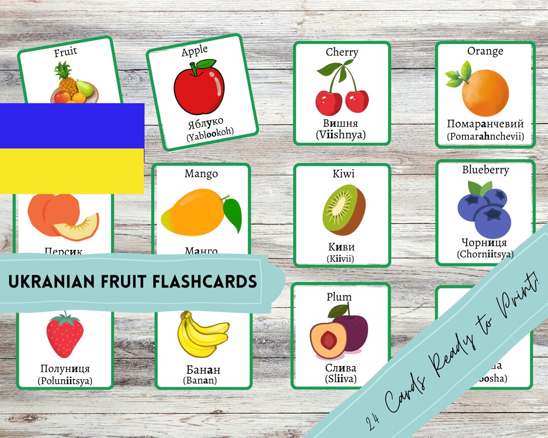 Flashcards Ukrainian Fruit Flashcards - Etsy