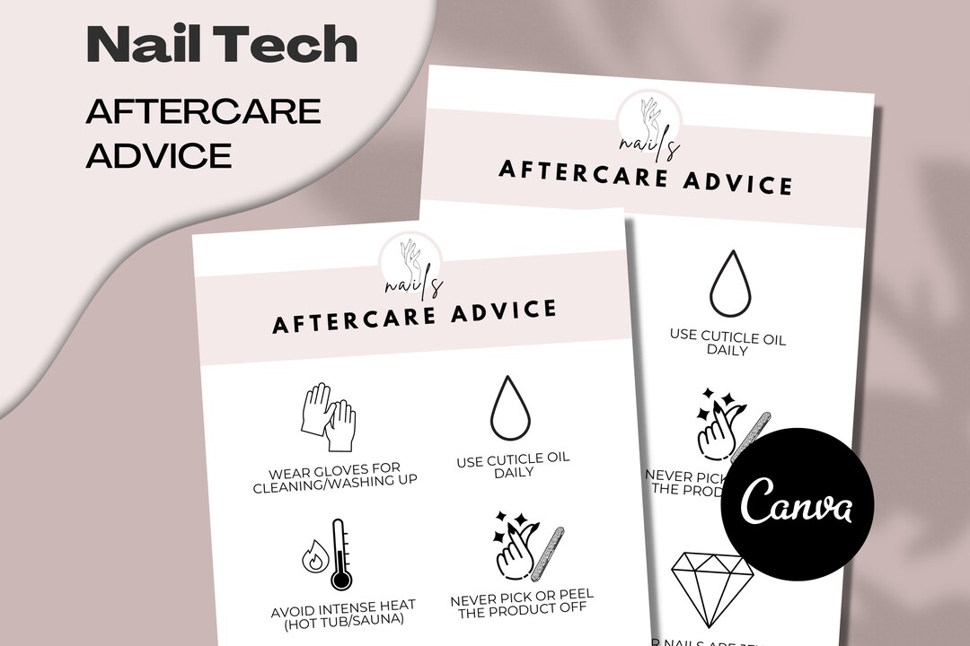 Nail Aftercare Advice Aftercare Card Template Editable in - Etsy