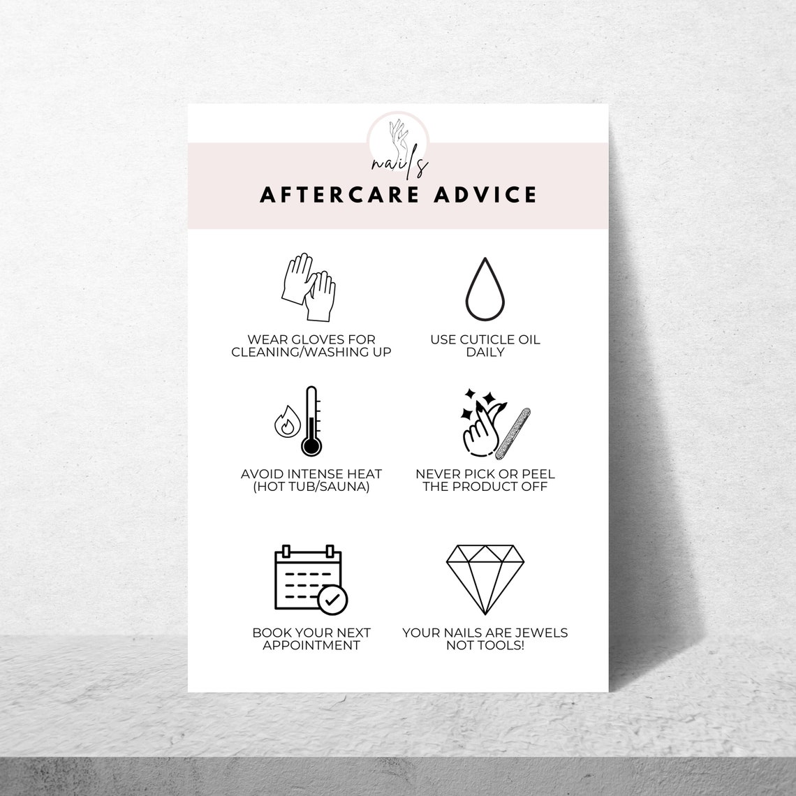 Nail Aftercare Advice Aftercare Card Template Editable in - Etsy
