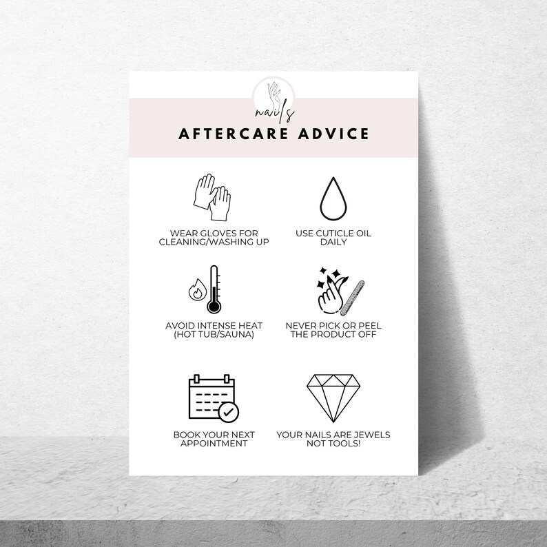 Nail Aftercare Advice Aftercare Card Template Editable in - Etsy