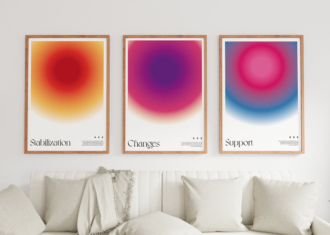 Positive Aura Posters, Set of 10, Spiritual Poster, Gradient Print ...