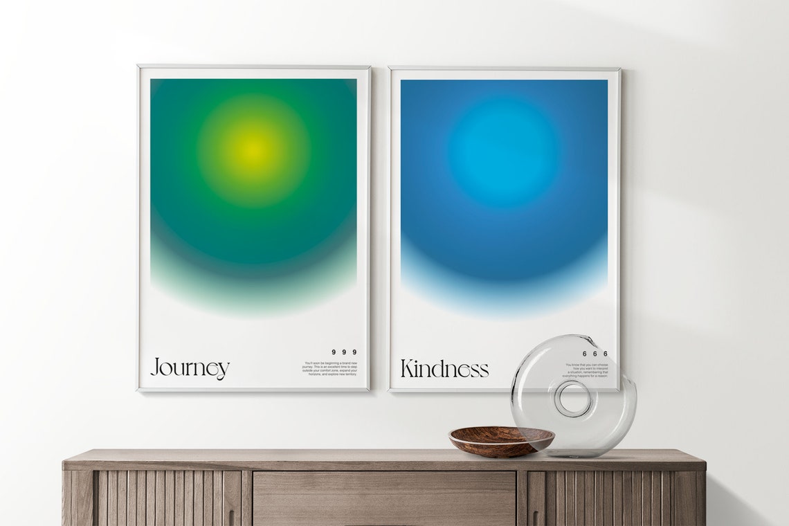 Positive Aura Posters, Set of 10, Spiritual Poster, Gradient Print ...