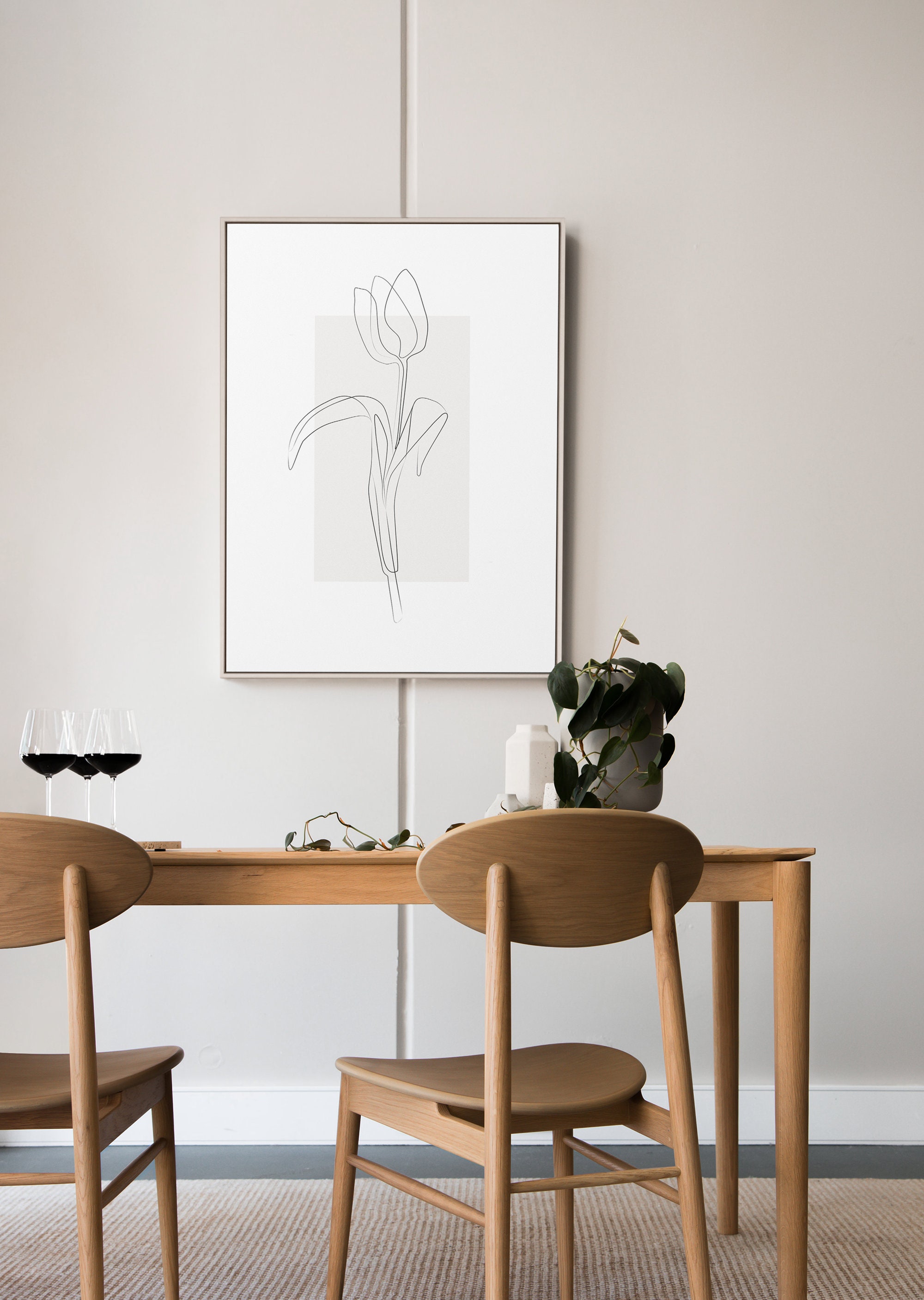 Set of 3 Flower Line Art Posters, Flower One Line Drawing, Minimalist ...