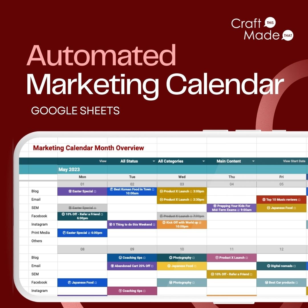 2024 Dynamic Marketing Calendar, Automated Planner, Monthly Overview ...
