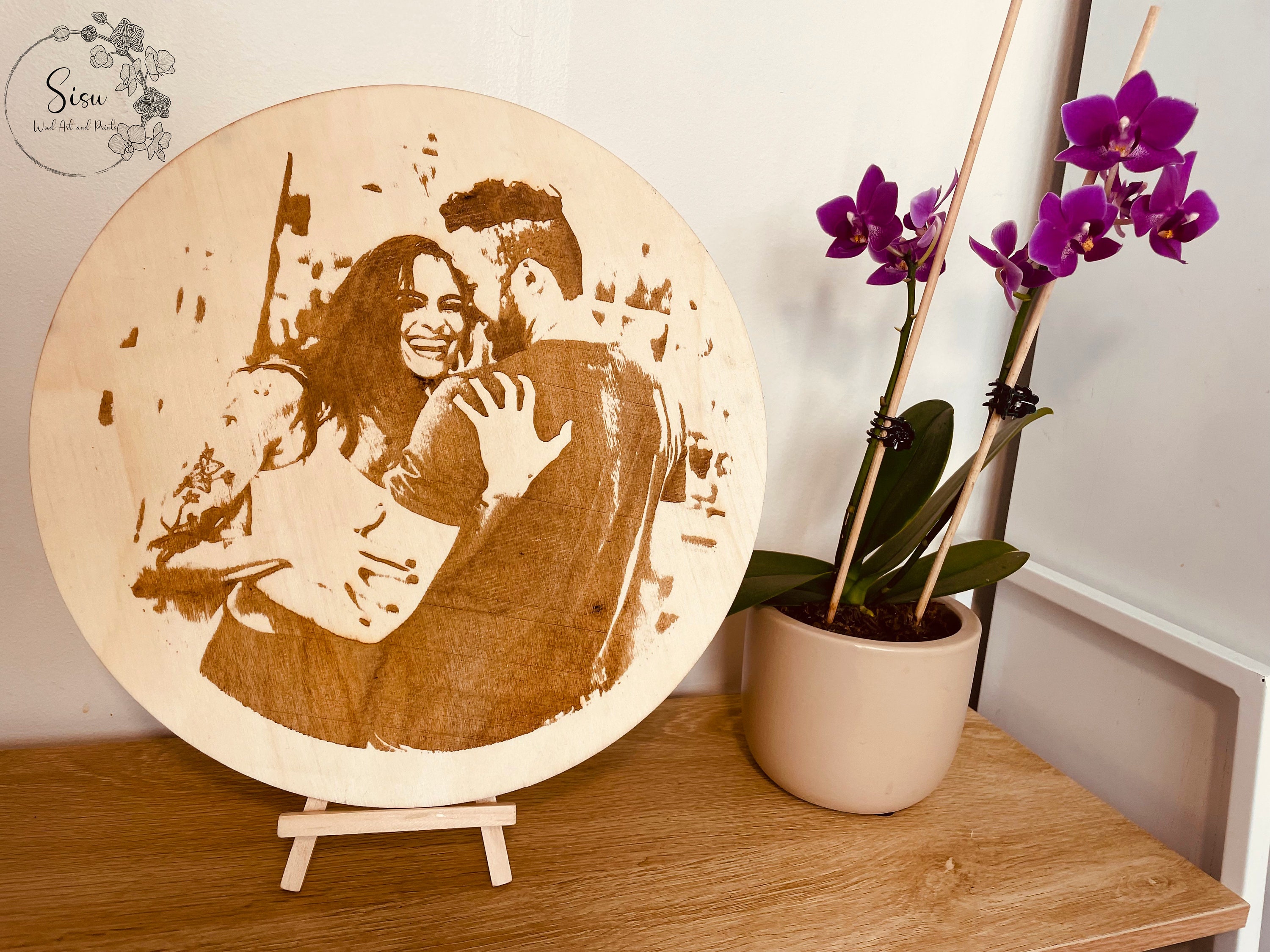 Portrait Personalised Wood Gift Photo Wooden Engraving Laser Decor Wood ...