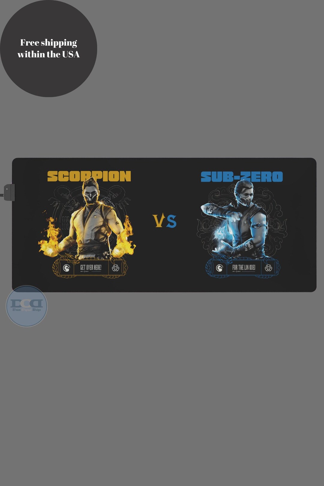 Sub-zero Vs Scorpion Desk Mat, Gaming Mouse Pad, Sub-zero Vs Scorpion ...