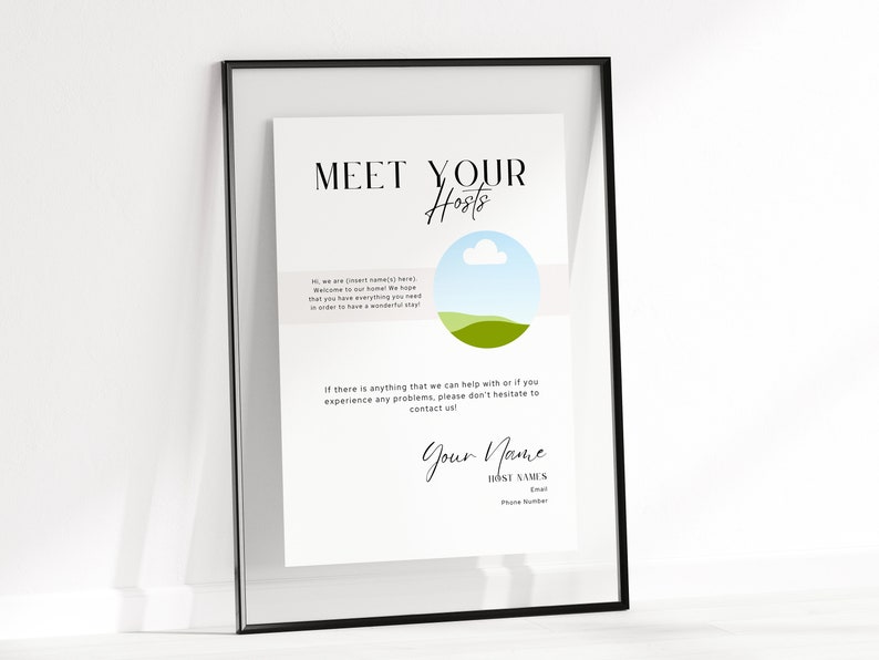 Meet Your Host Airbnb Sign Template, Editable Airbnb Canva Template ...