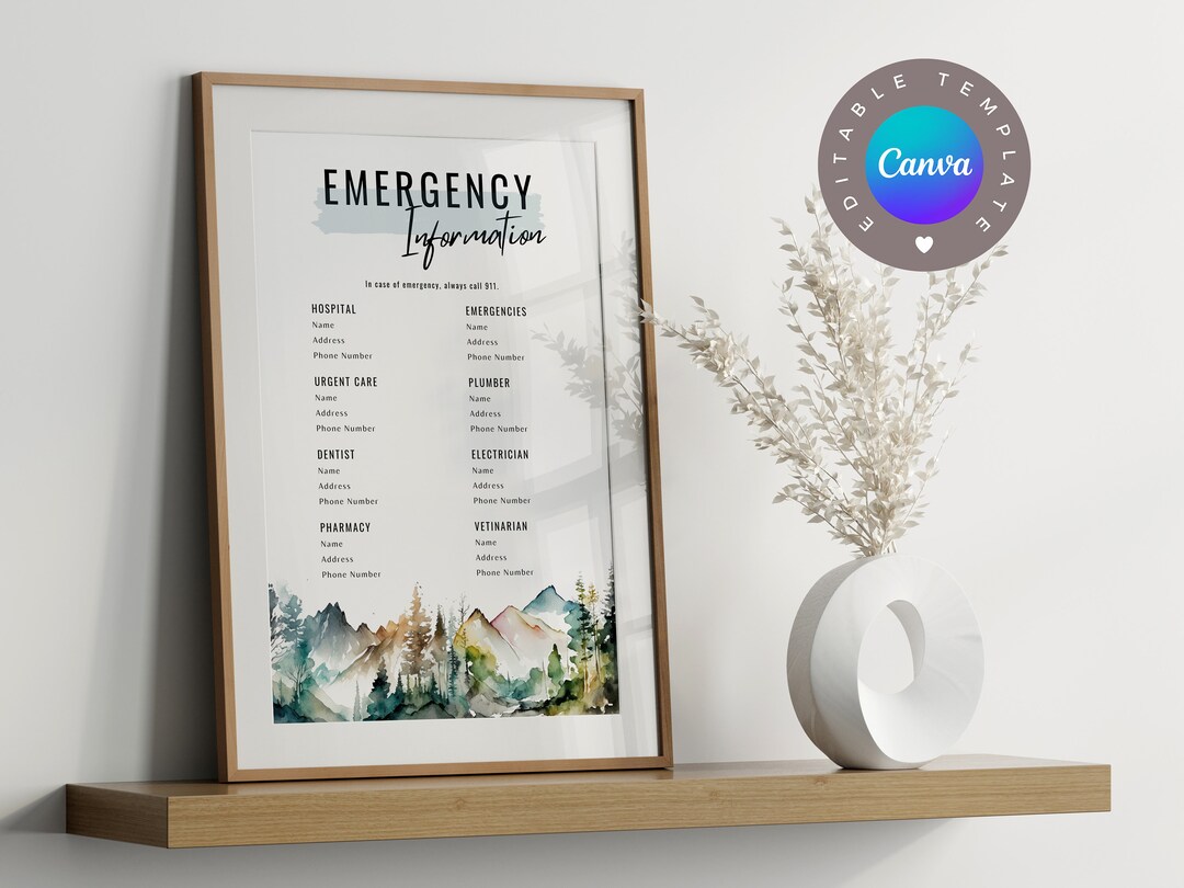 Emergency Airbnb Sign Template, Editable Airbnb Canva Template, Signs ...