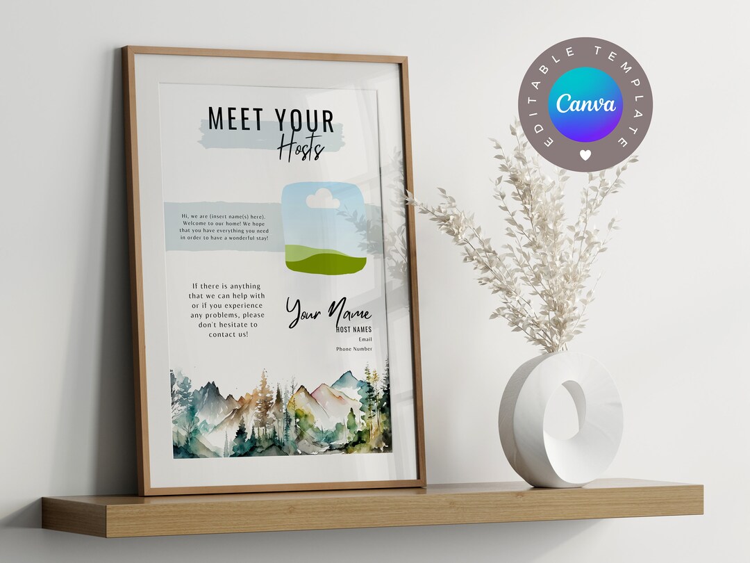 Meet Your Host Airbnb Sign Template, Editable Airbnb Canva Template ...