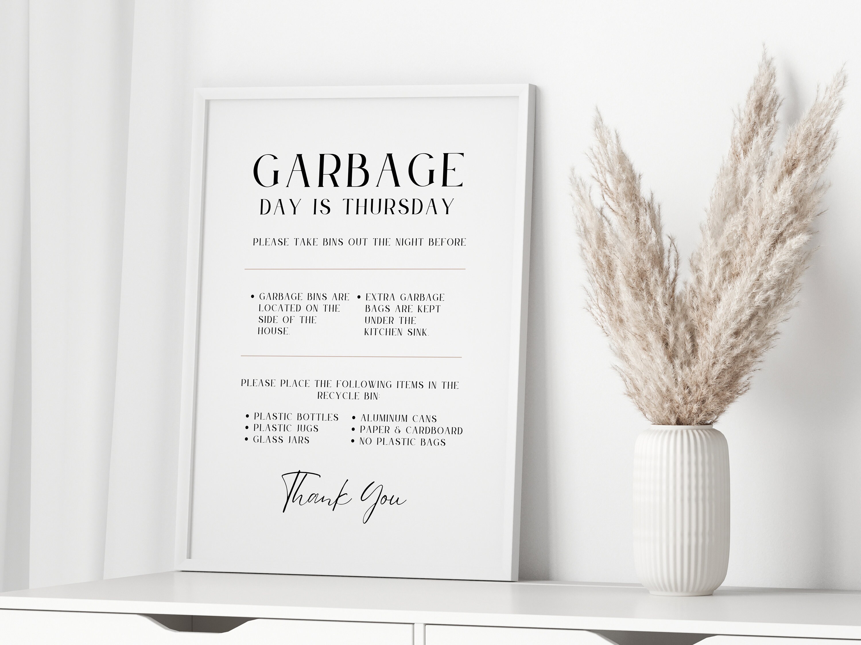 Garbage Day Airbnb Sign Template, Trash Day, Editable Airbnb Canva ...