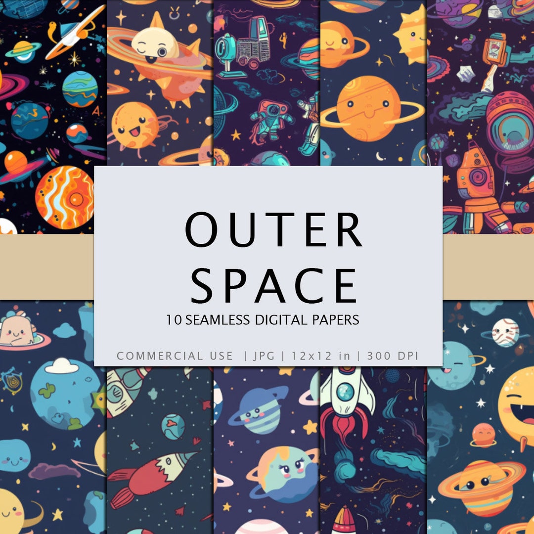 10 Outer Space Seamless Digital Papers, Backgrounds, Printable Digital ...