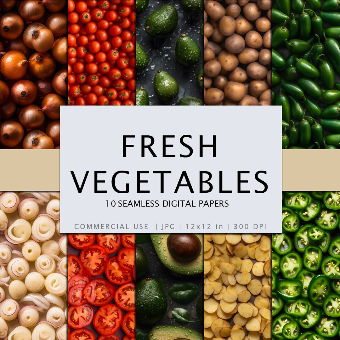 Fresh Designs With Our Seamless Vegetable Digital Paper Pattern ...