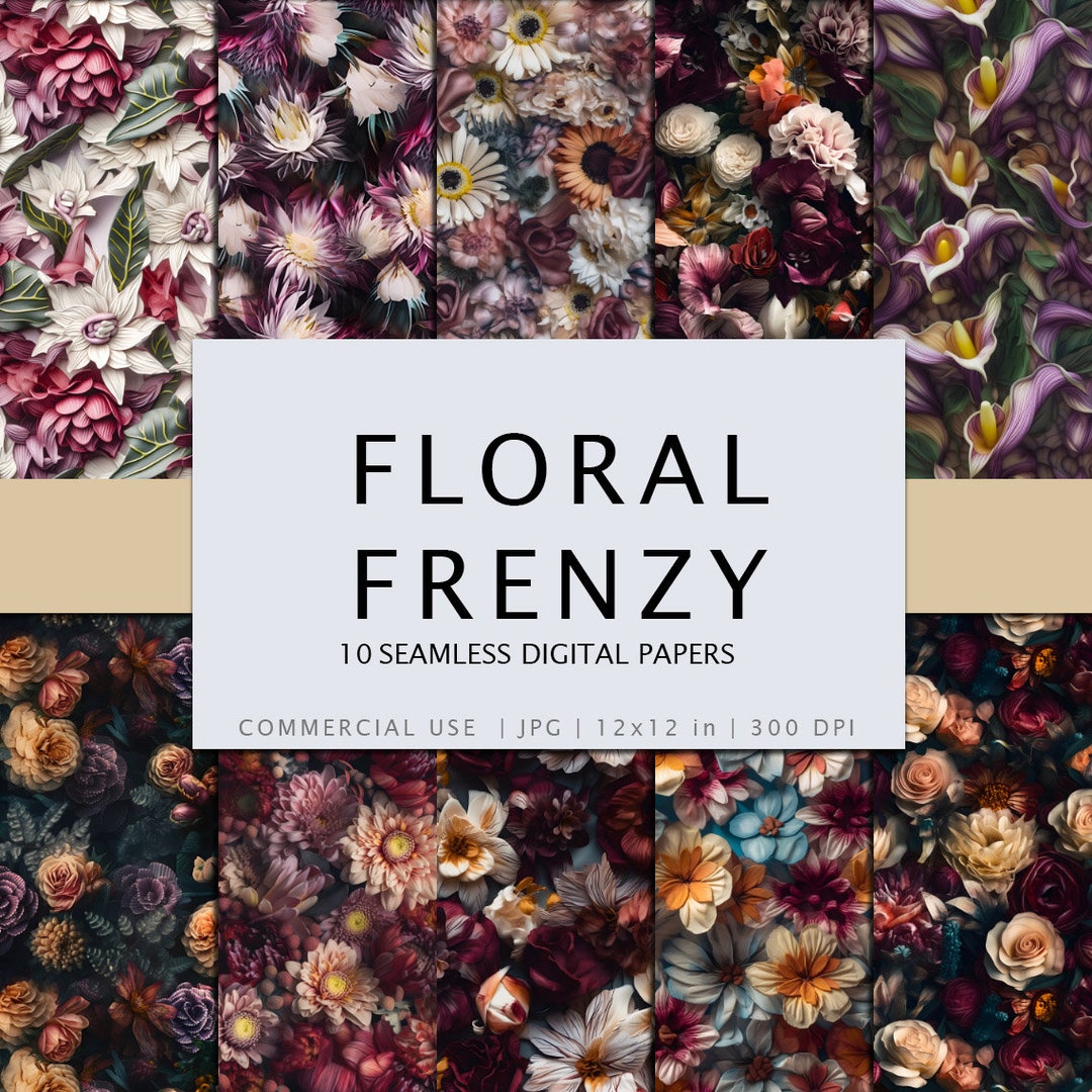 Floral Frenzy - Vibrant and Colorful Floral Backgrounds for Digital Art ...