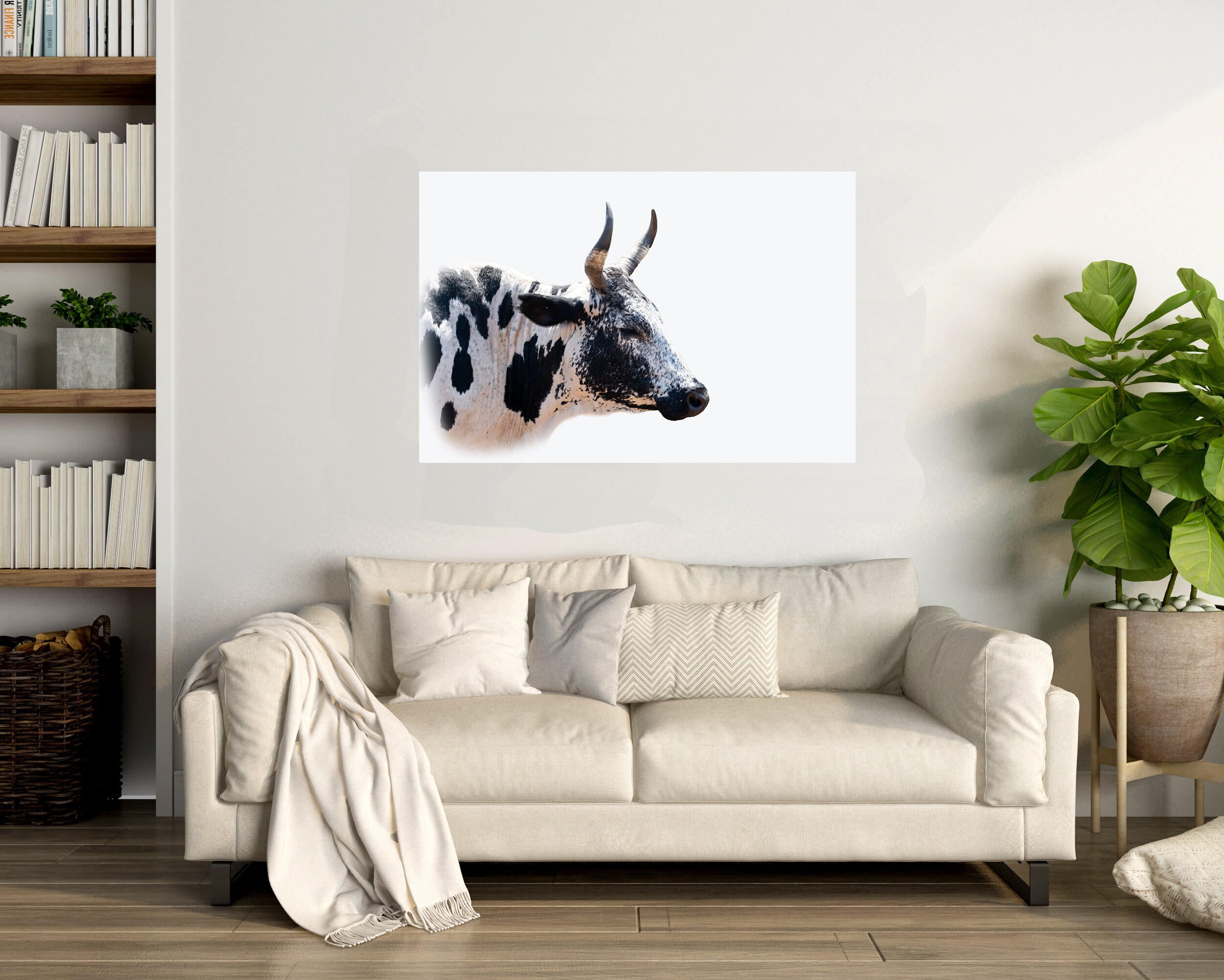 Cow, Digital Wall Art, White Background, Nguni Cow, Zulu Culture, Print ...