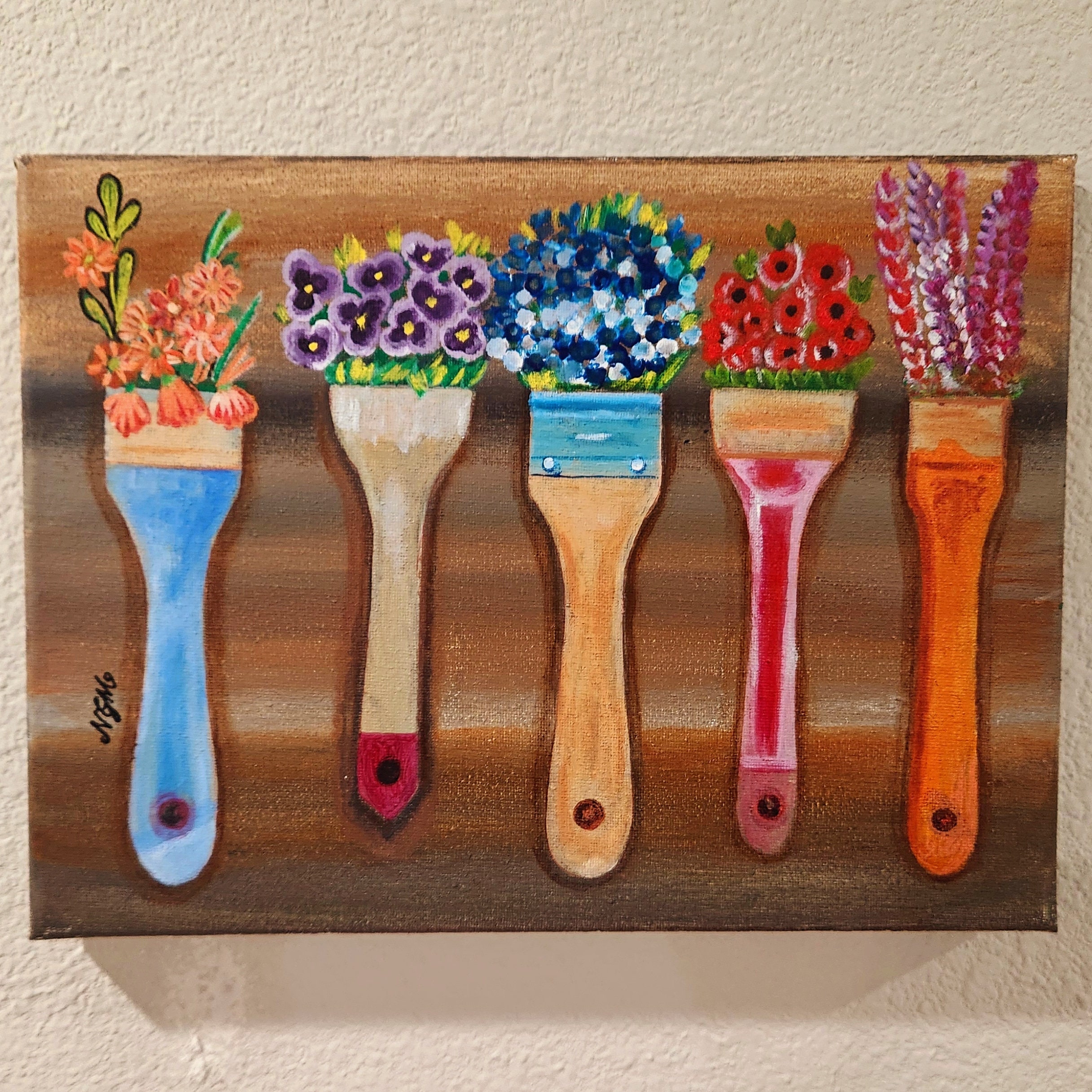 Paint Brush Floral Painting - Etsy