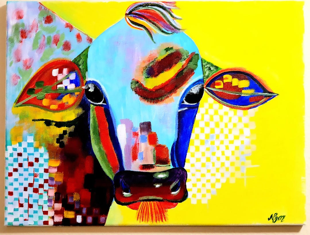 Psychedelic Cow - Etsy