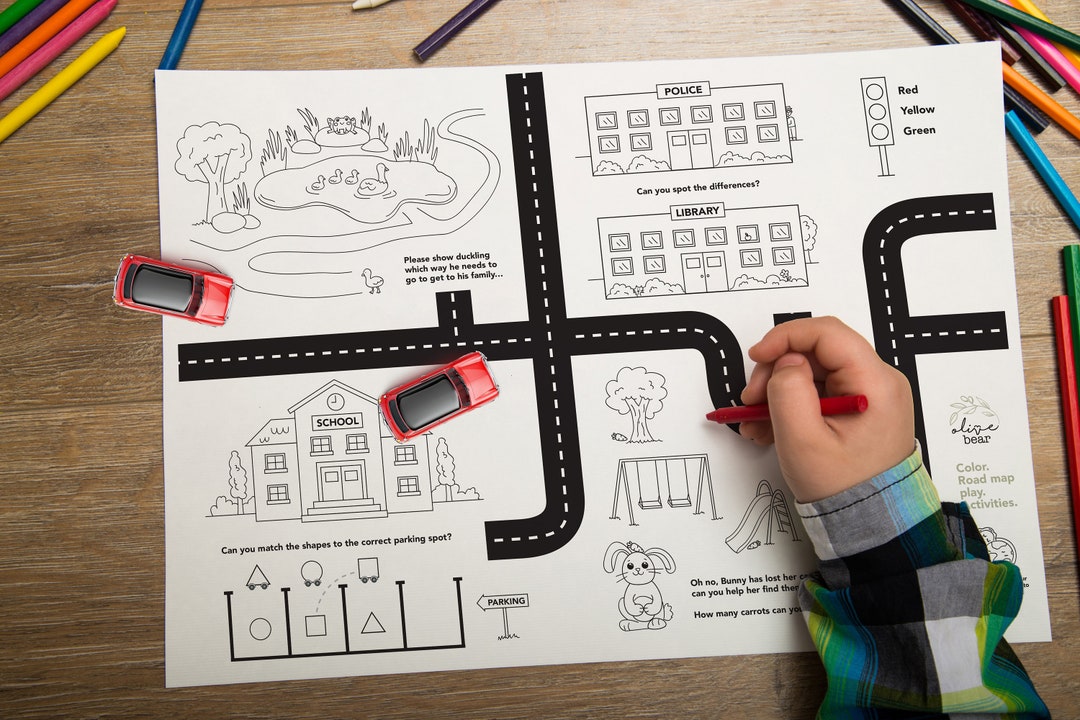 Colouring, Activity Sheet, Road Map Printable Print. Busy Book, Quiet ...