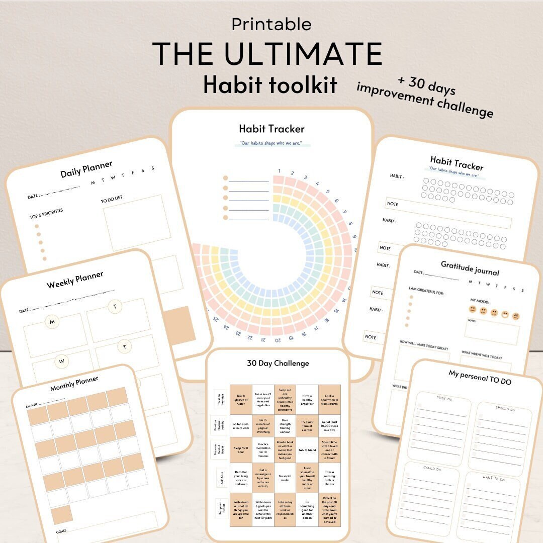 Ultimate Habit Toolkit, Habit Tracker Printable, 10 Year Plan, Daily ...