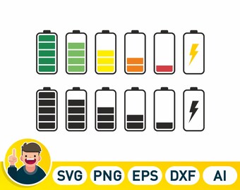 Battery Svg, Battery Svg Bundle, Low Battery Svg, Full Battery Svg ...