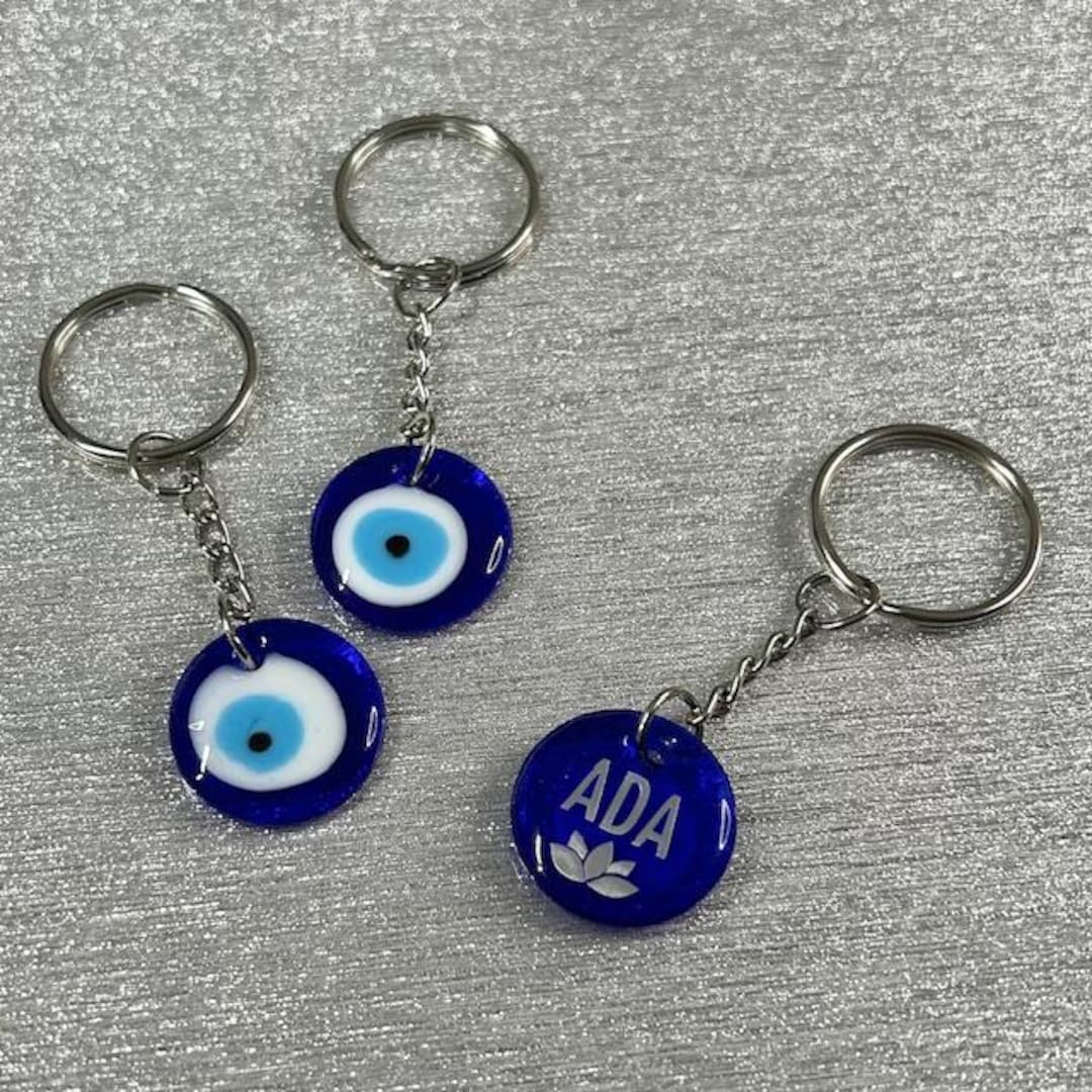 Personalized Evil Eye Ward off Evil Greek Karma Lotus Name Keychain ...