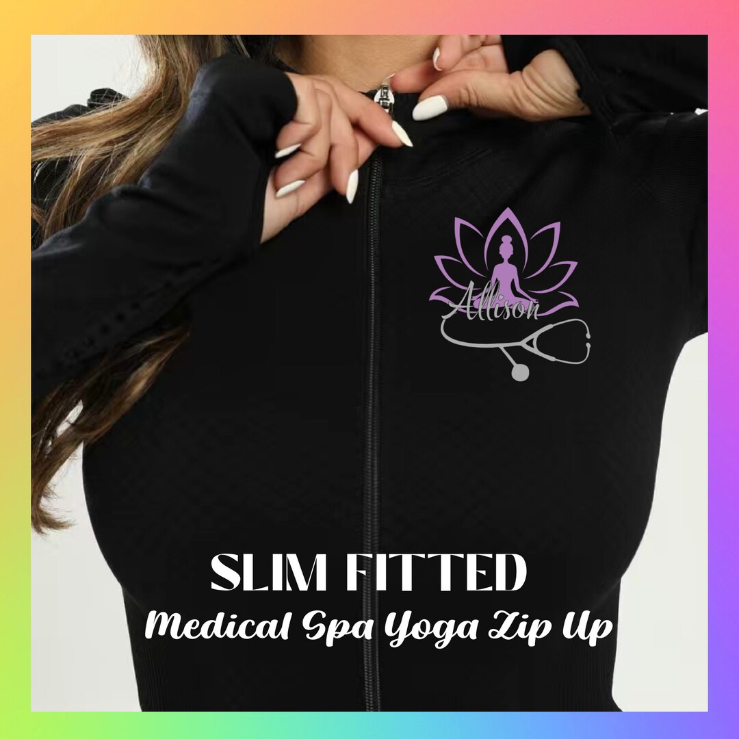 Custom Slim Fitted Medical Nurse Spa Yoga Nurse Zip up Jacket Lab Coat ...