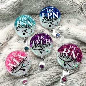 Custom Medical Badge Reel | Ombre Badge | Nurse Idl | Stethoscope ...