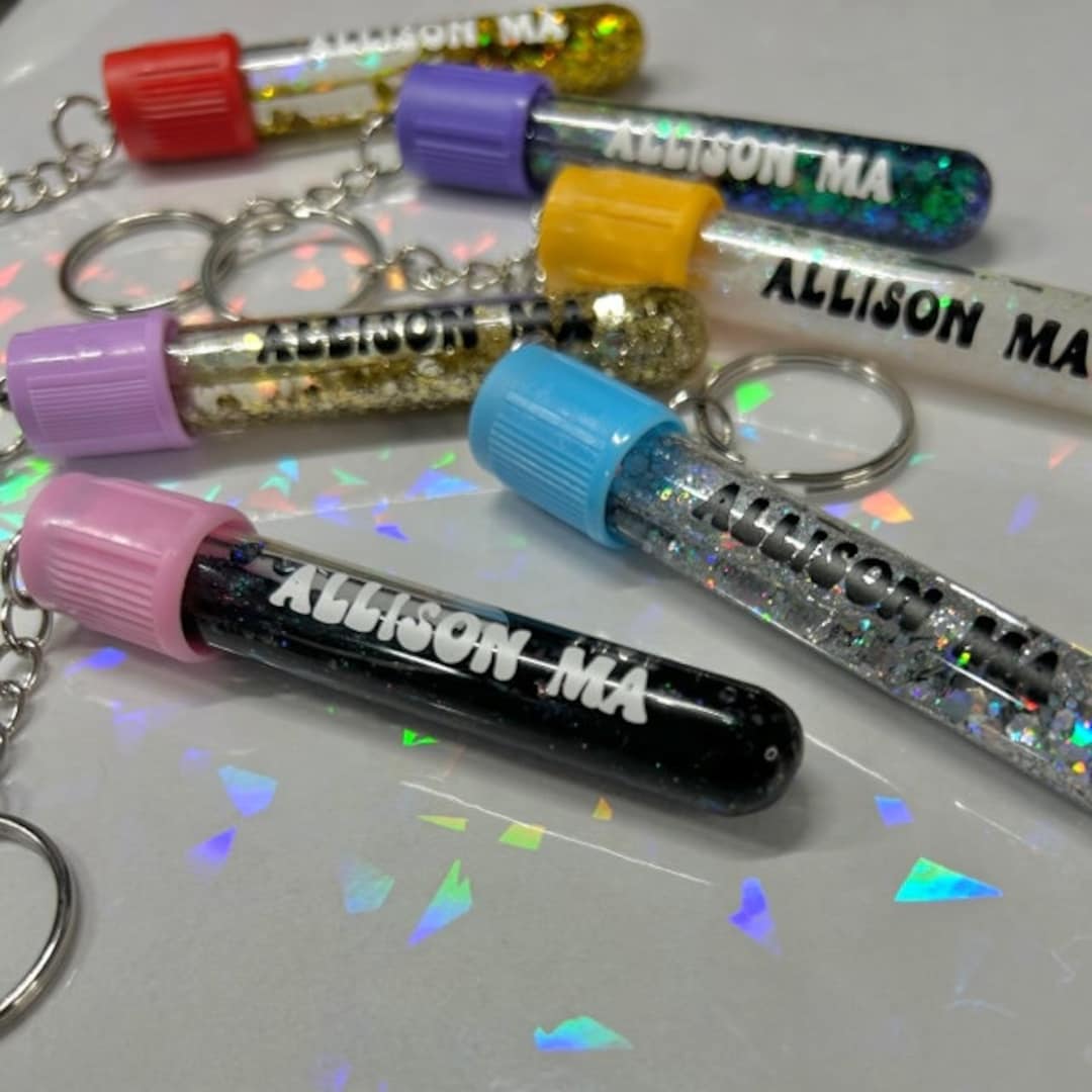 Cute Custom Medical Blood Tube Keychain | Personalized Phlebotomist ...